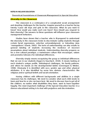 Lesson 7 - Notes - Inclusive Education - Studocu