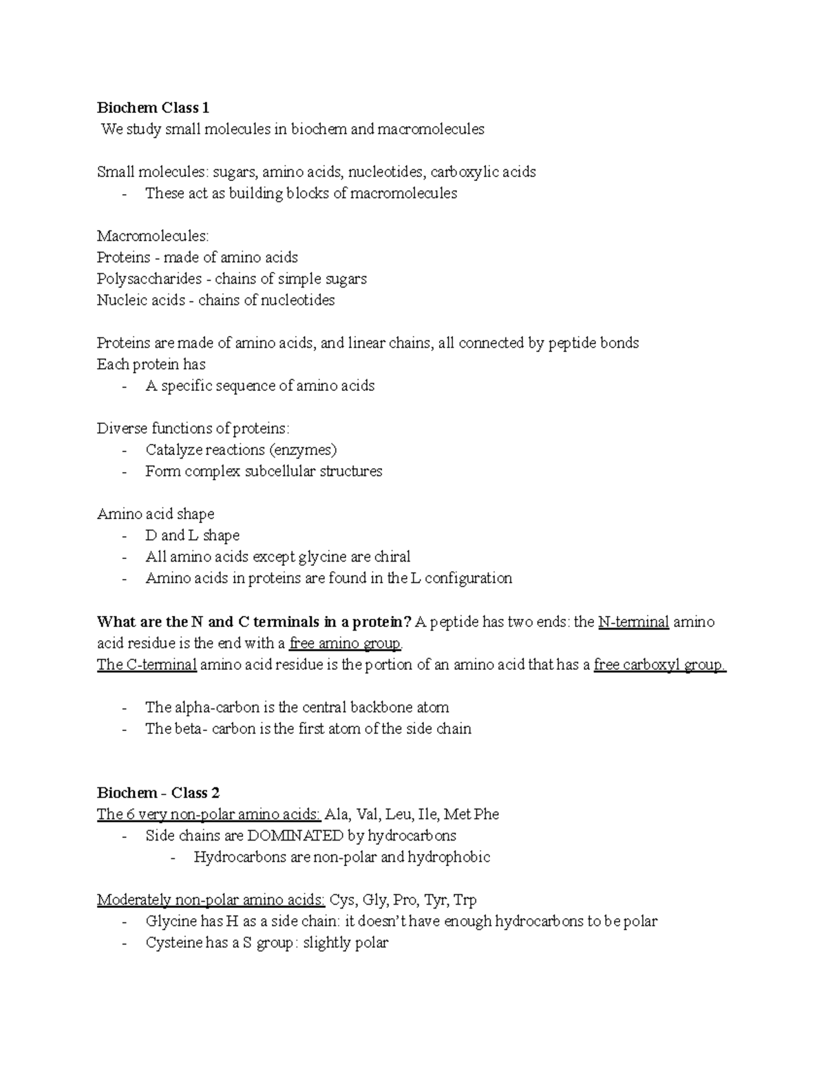 Biochem Class slide deck 1 - Biochem Class 1 We study small molecules ...