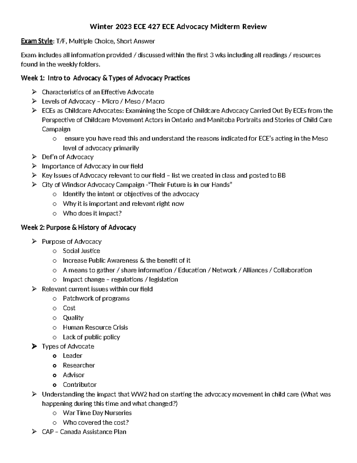 ECE 427 Midterm Review revised - Winter 2023 ECE 427 ECE Advocacy ...