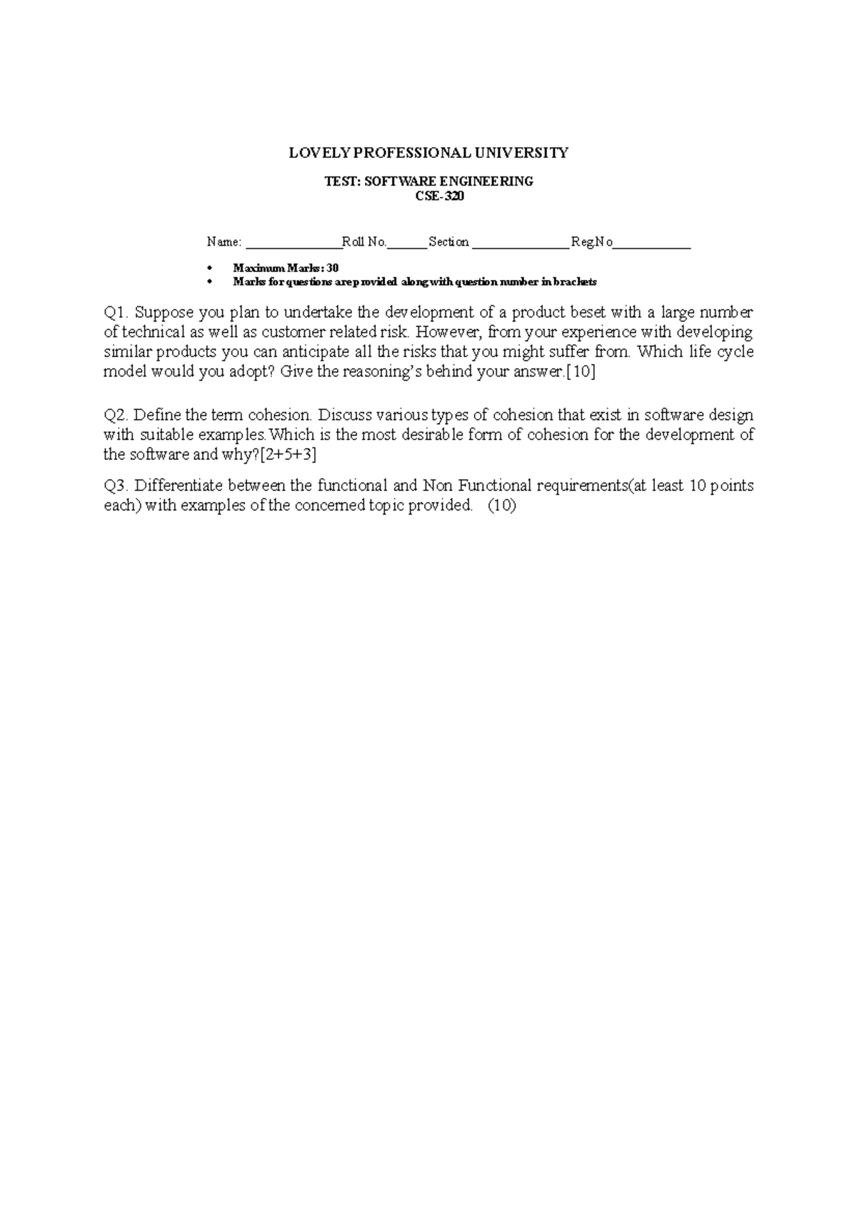 CSE 320 CA 1 Questions] - CA questions - LOVELY PROFESSIONAL UNIVERSITY ...