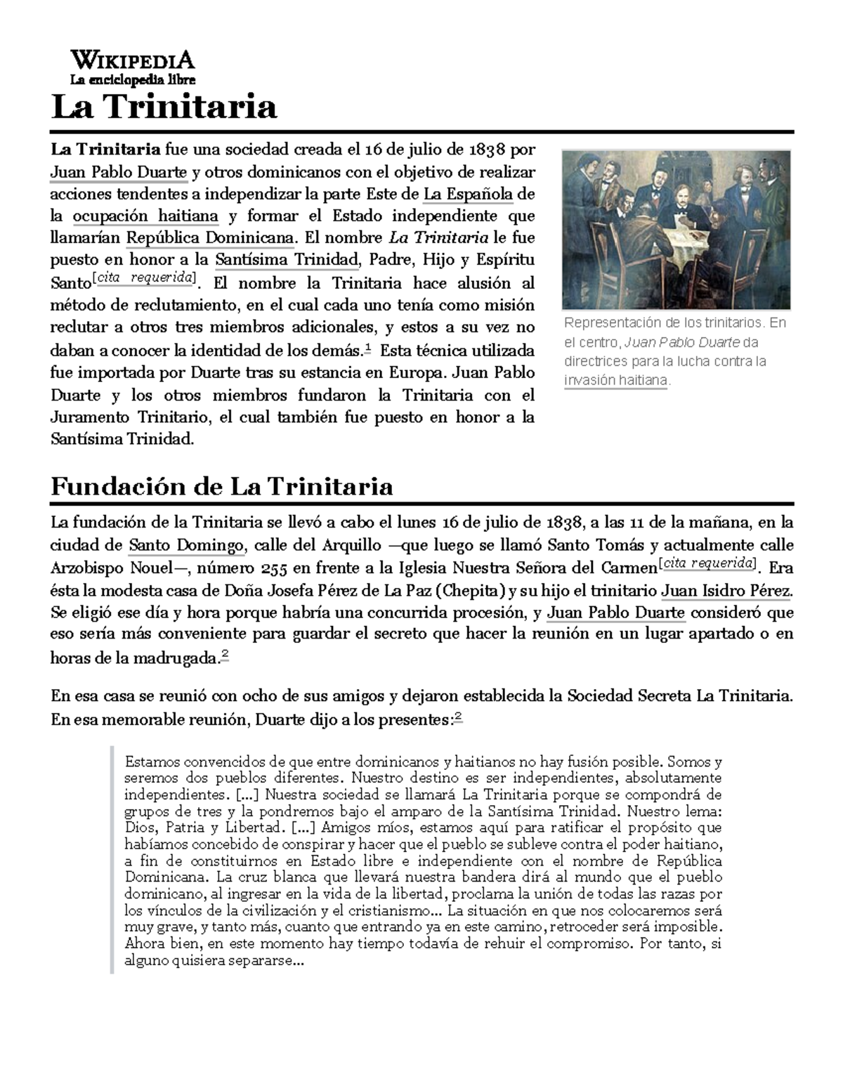 La Trinitaria - Wikipedia, la enciclopedia libre - Representación de ...