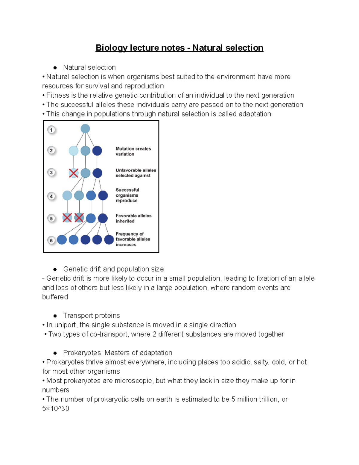 Biology lecture notes - Natural selection - coli at 60 Gy) Can ...
