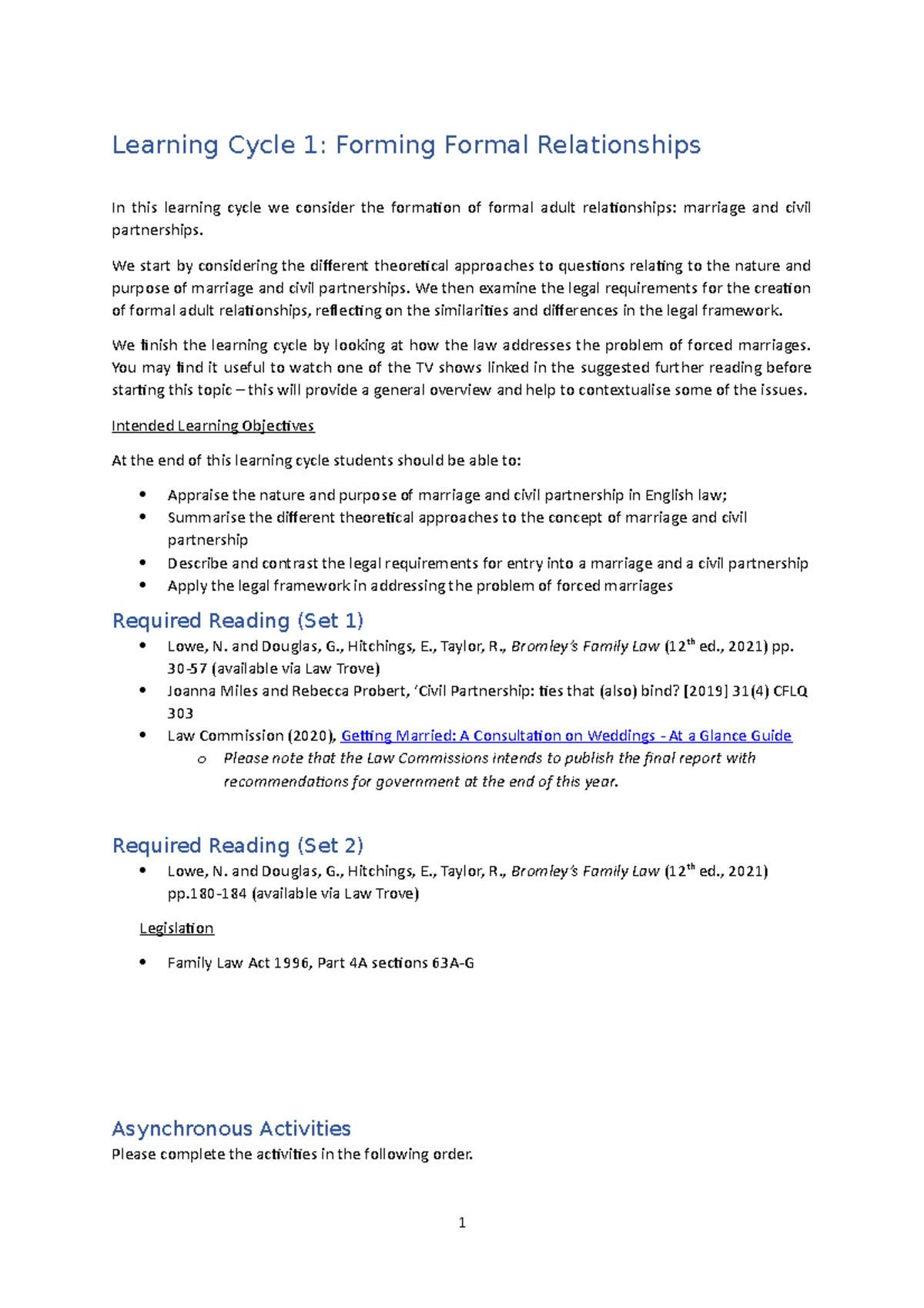 LC1 Formation of Formal Relationships 2021 - Learning Cycle 1: Forming ...