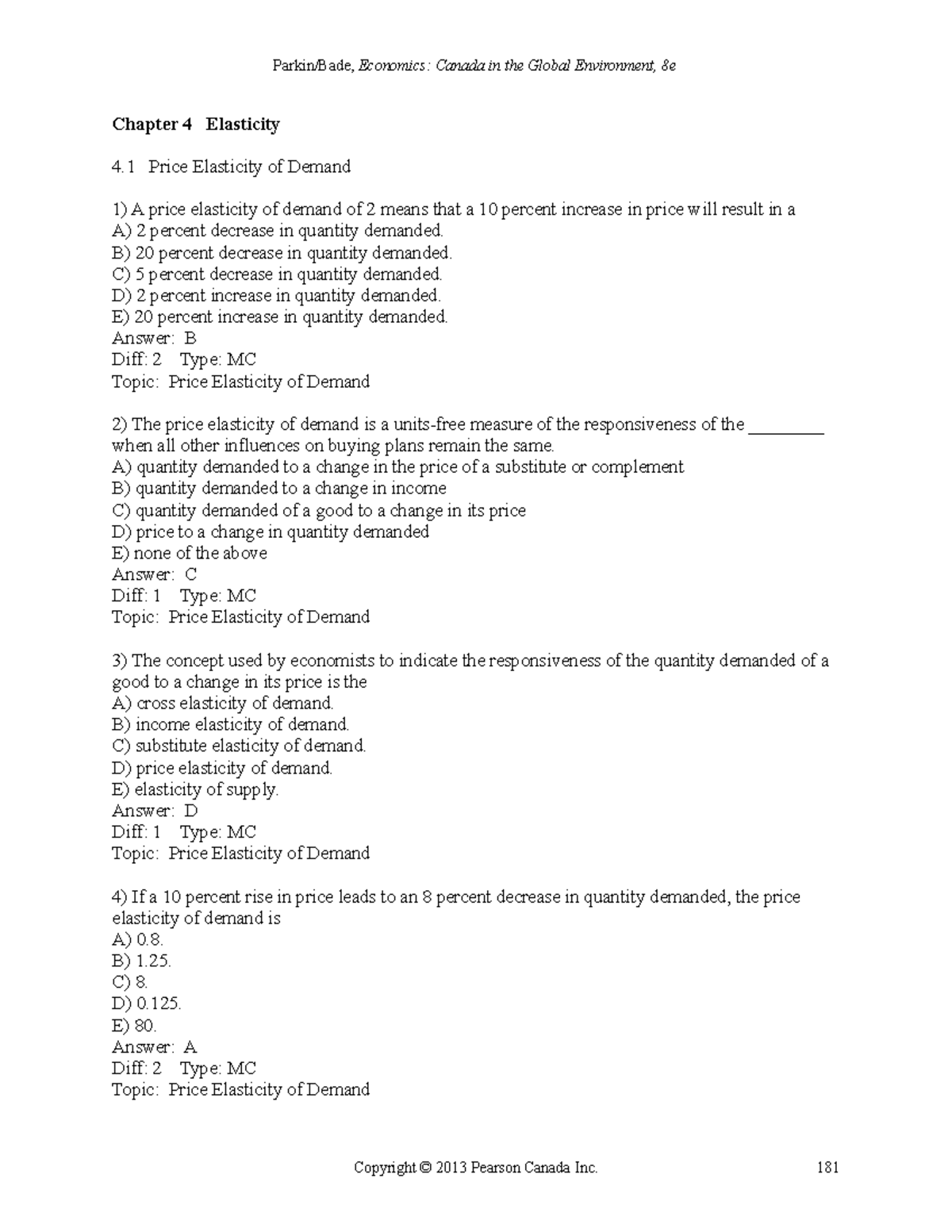 Parkin 8e TIF ch04 - lmlml - Chapter 4 Elasticity 4 Price Elasticity of ...