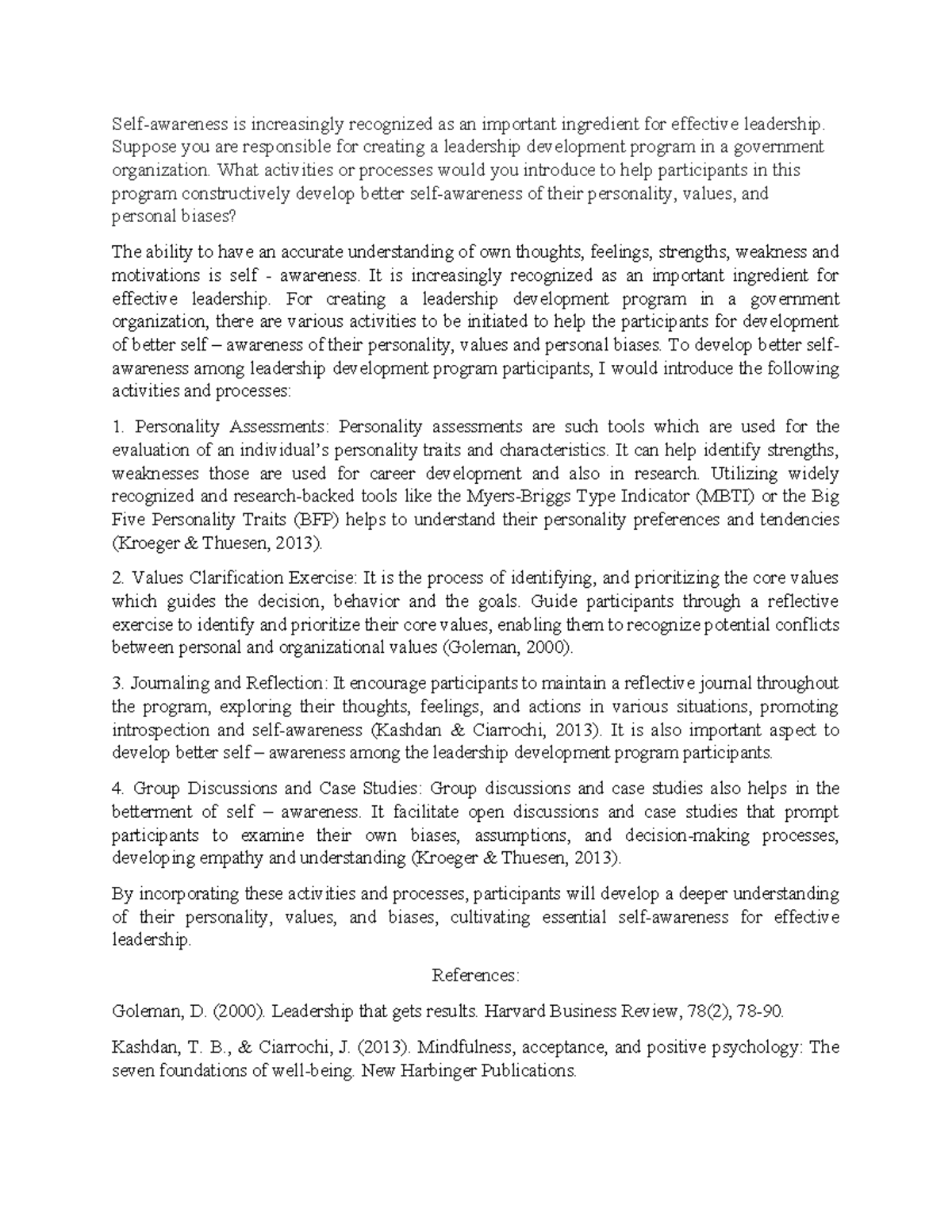 Hrmt assignment 03 - OLD NOTES - Self-awareness is increasingly ...