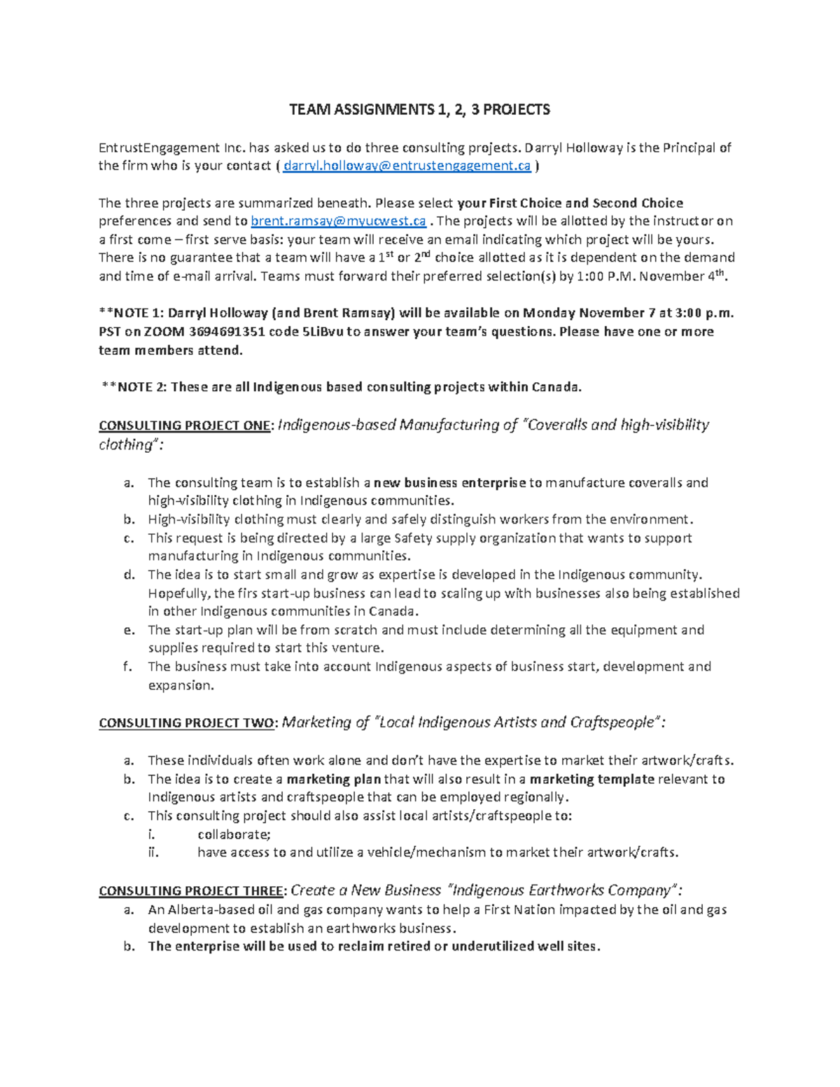 Entrust Engagement Consulting Projects - TEAM ASSIGNMENTS 1, 2, 3 ...