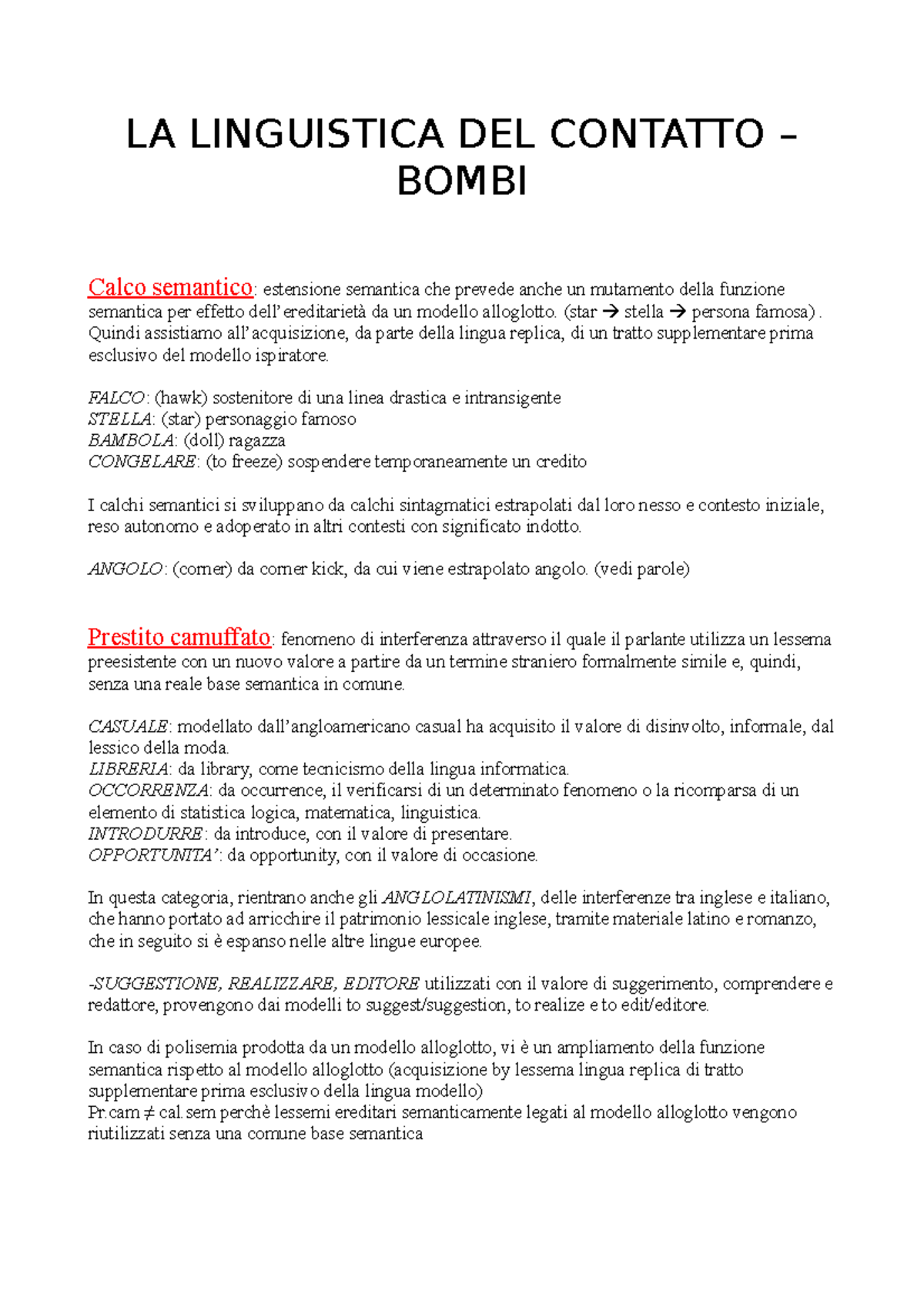 Riassunto Bombi - Rissunto di ogni capitolo - La linguistica del ...