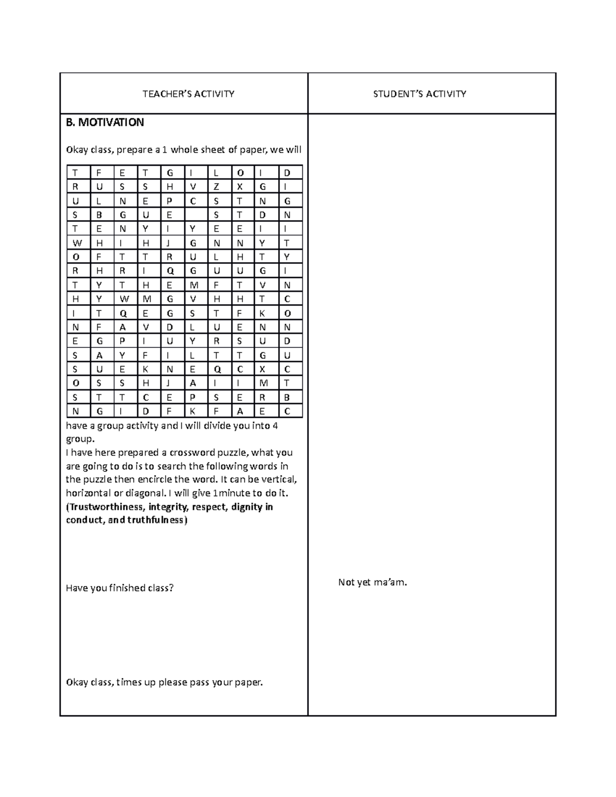 MOTIVATION IS THE KEY - TEACHER’S ACTIVITY STUDENT’S ACTIVITY B ...