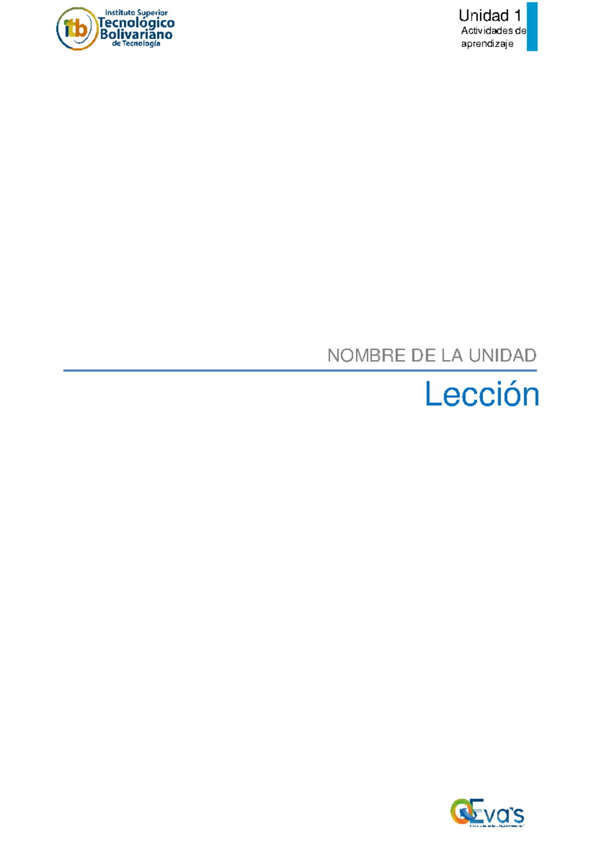 Lección 1 - Unidad 1 Actividades de aprendizaje Lección NOMBRE DE LA ...