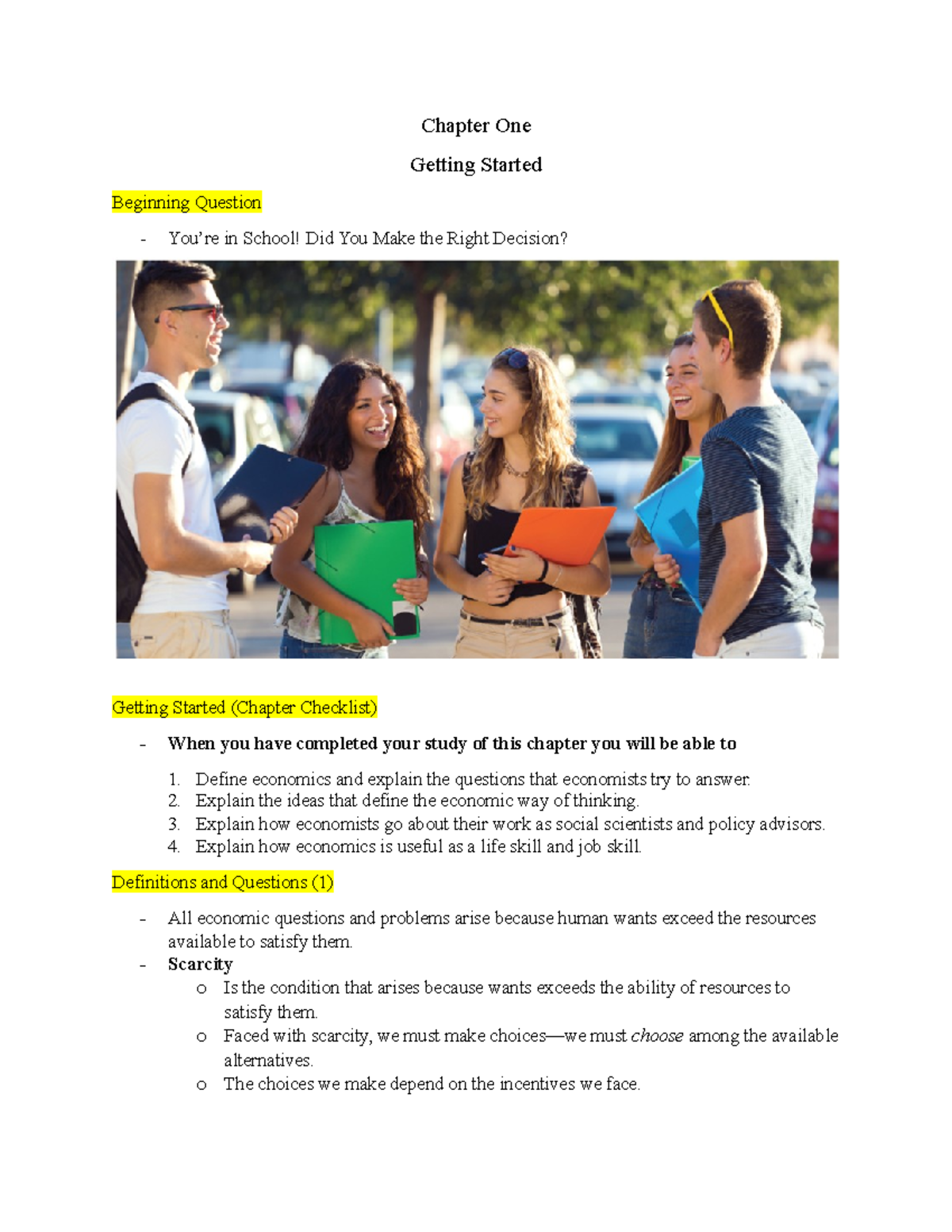 Chapter One Book/Presentation notes - ECO2013 - USF - Studocu