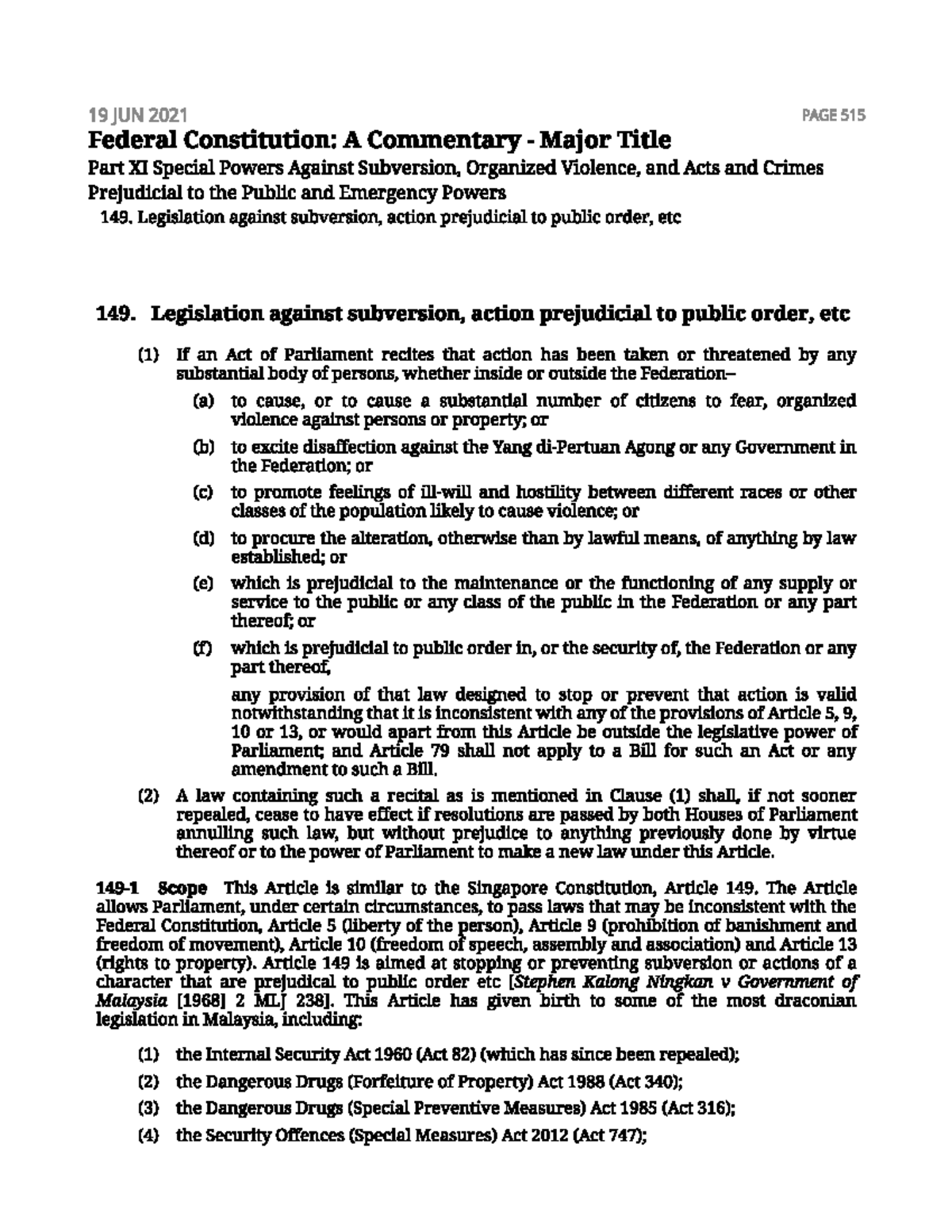 Srimurugan Art 149 - art 149art 5 - Constitutional Law II - Studocu