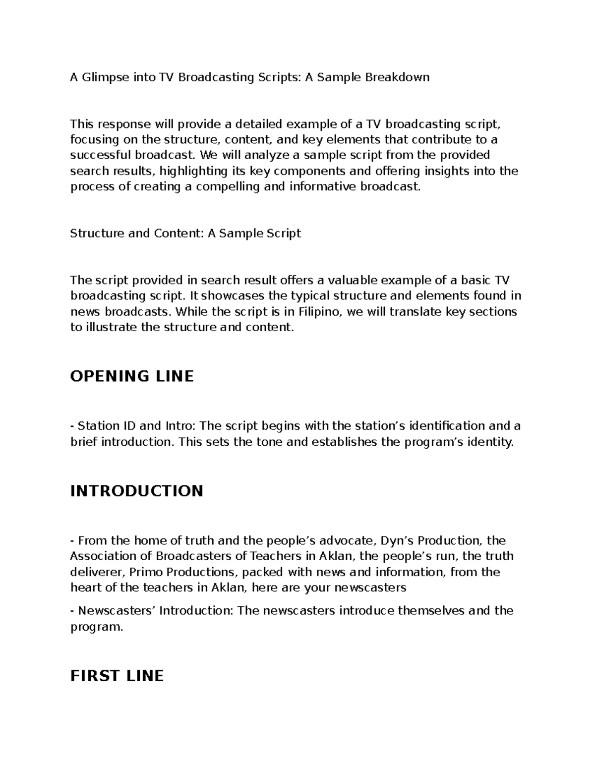 Dyy's script - ........ - A Glimpse into TV Broadcasting Scripts: A ...