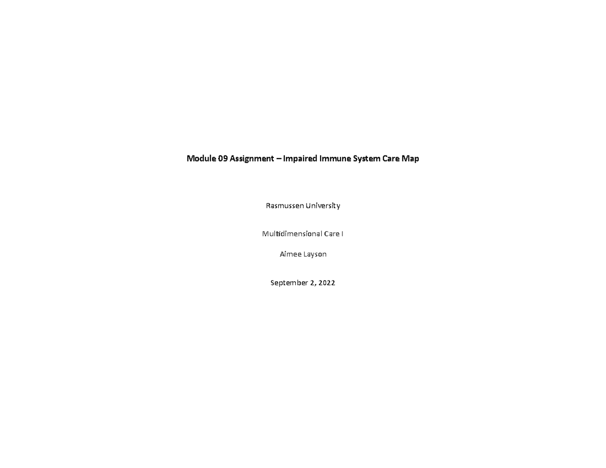 NUR2356 Module 09 Assignment - Module 09 Assignment – Impaired Immune ...