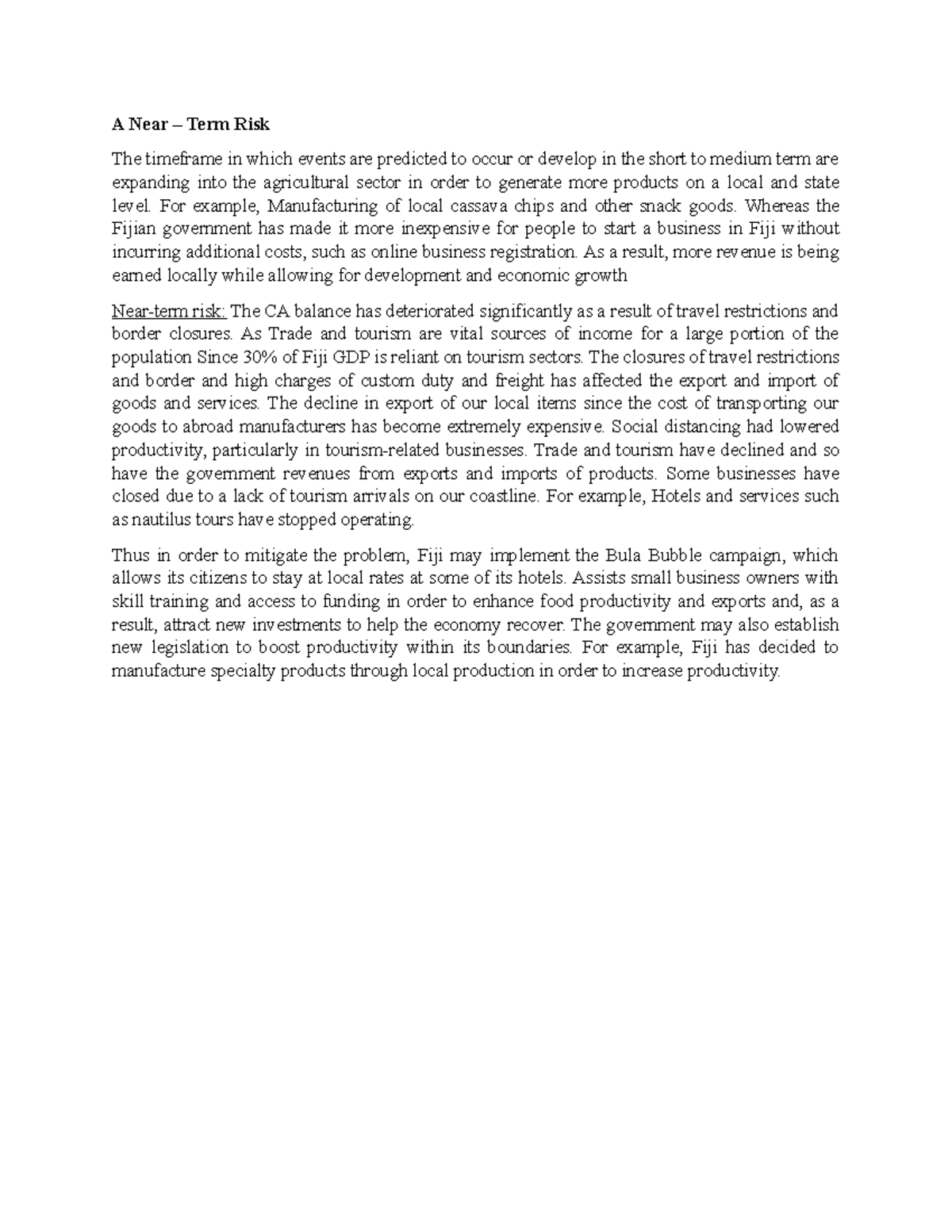 #3 - A Near – Term Risk The timeframe in which events are predicted to ...