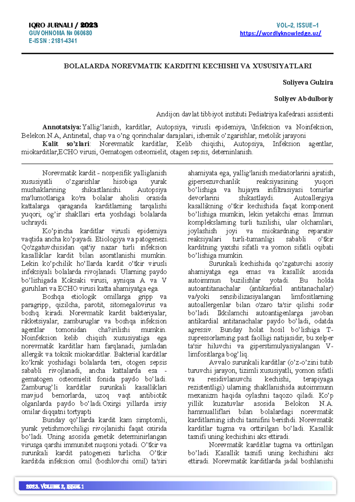 24-26+IQRO - Salom - volume 2 , issue 1 IQRO JURNALI / 2023 VOL–2, ISSUE– 1 GUVOHNOMA No 060680 ...