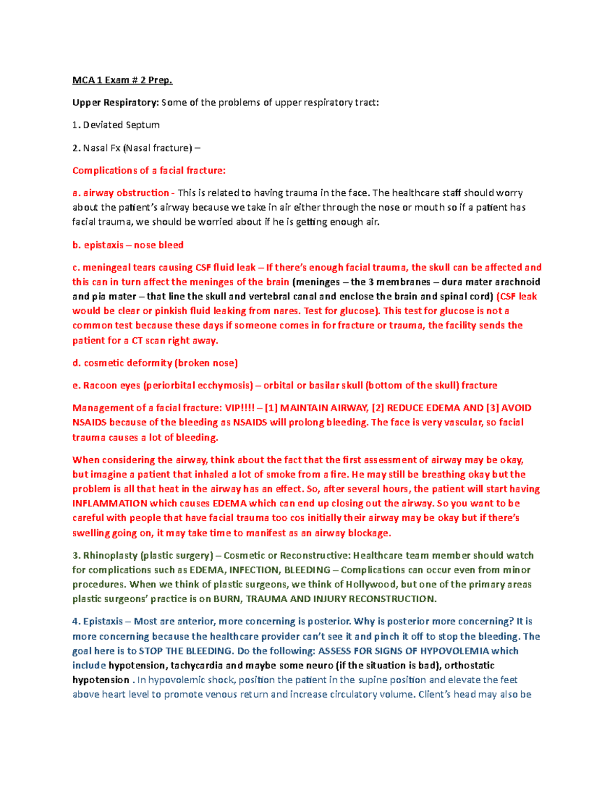 MCA 1 Exam 2 - MCA 1 exam 2 prep - MCA 1 Exam # 2 Prep. Upper ...