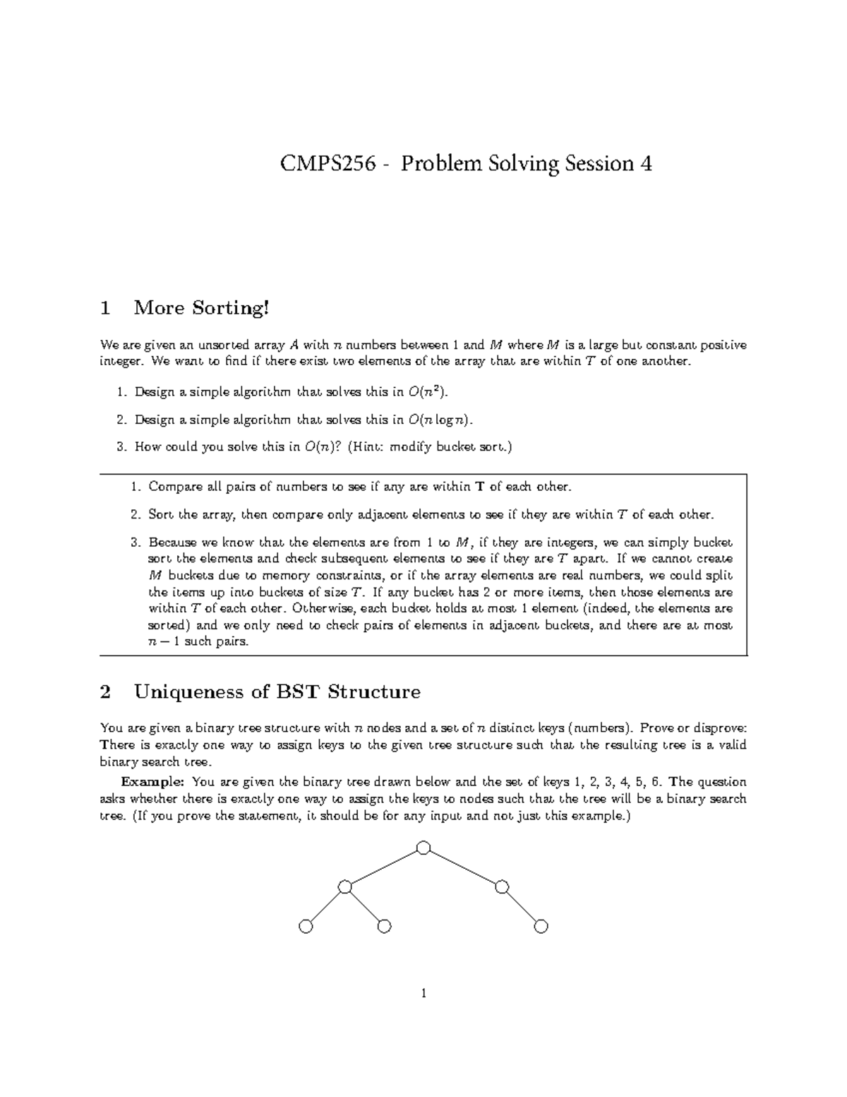 Recitation 4 - After BSTs - CMPS256 - Problem Solving Session 4 1 More ...