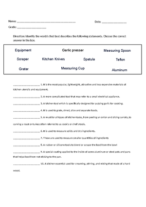 HE Cookery-G9 Q4 Module 2 - 11 9 TLE – H.- COOKERY Quarter 4 – Module 2 ...