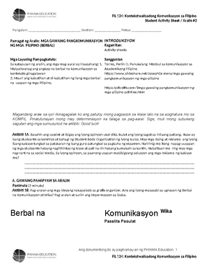 COR 001 - Summary Komunikasyon at Pananaliksik sa Wika at Kulturang ...