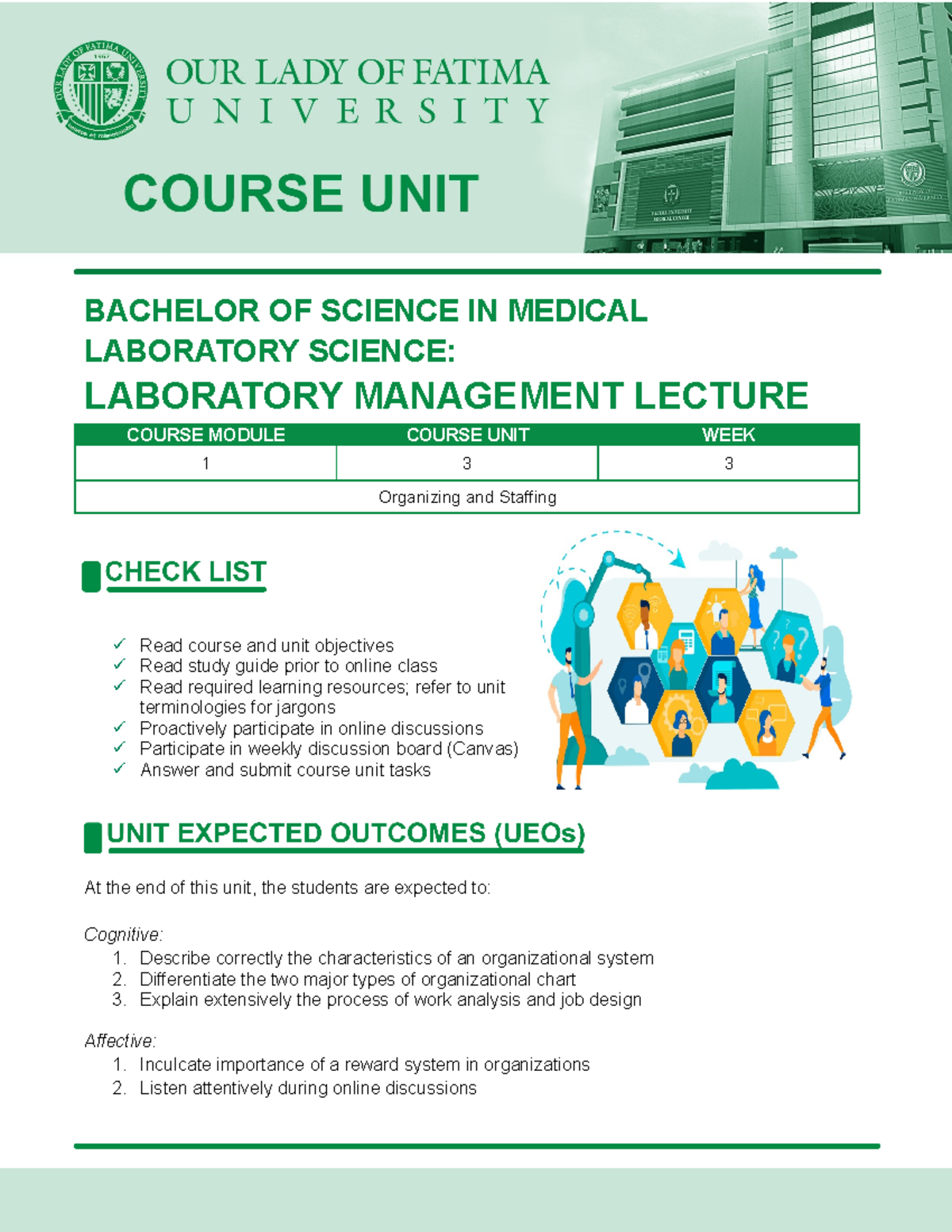 CM1 CU3 Organizing AND Staffing - BACHELOR OF SCIENCE IN MEDICAL ...