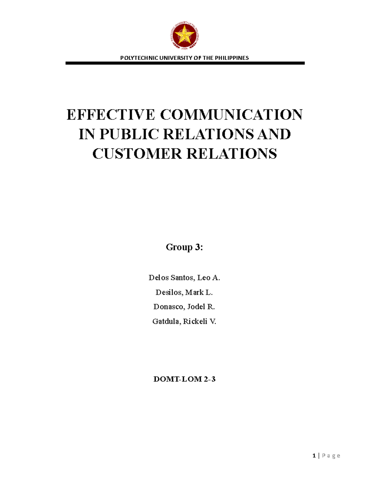 Group 3 Written Report Effective Communication IN PR AND Customer ...
