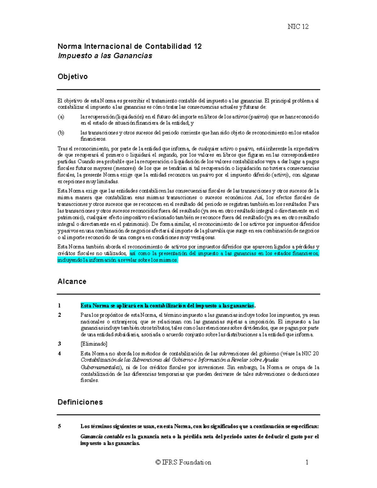 NIC 12 Impuesto A LAS Ganancias - Norma Internacional de Contabilidad ...