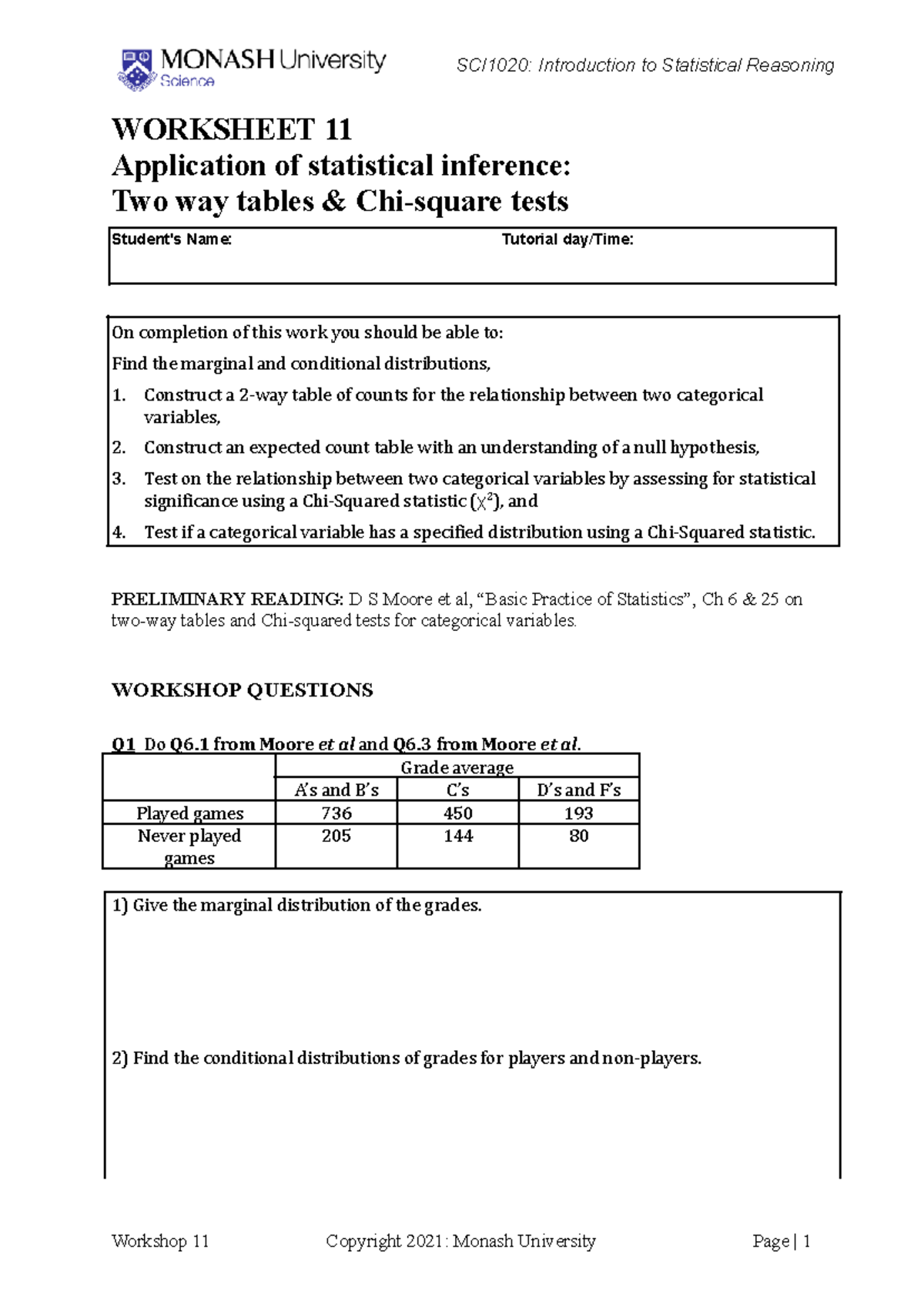 Worksheet 11 - prac - SCI1020: Introduction to Statistical Reasoning ...