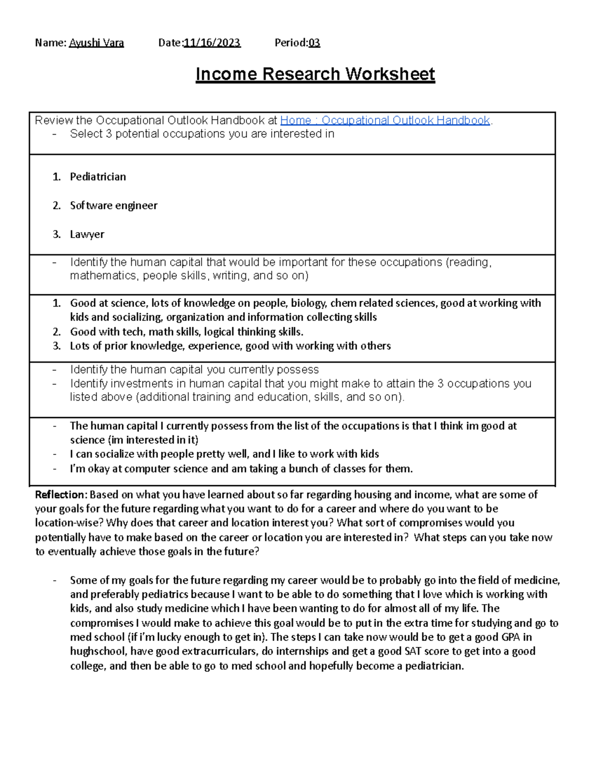Ayushi Vara - Income Research Worksheet - 9650292 - Name: Ayushi Vara ...