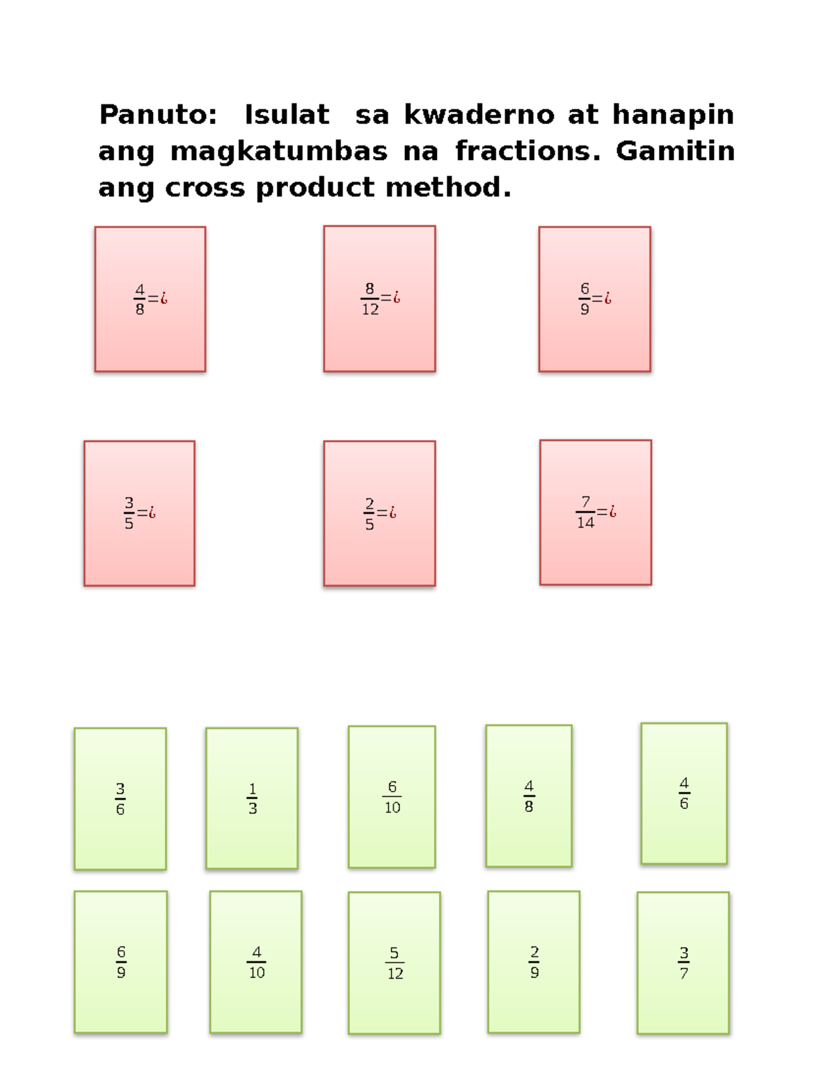 Panuto - notes - Panuto: Isulat sa kwaderno at hanapin ang magkatumbas ...