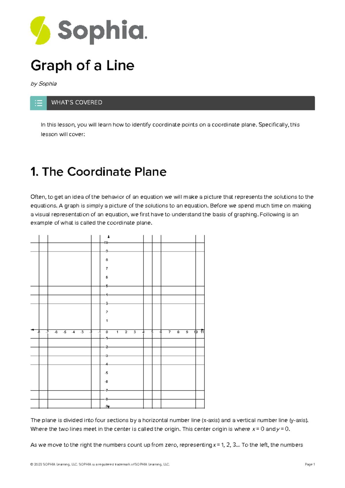 Graph of a line 5 - Graph of a Line by Sophia In this lesson, you will ...