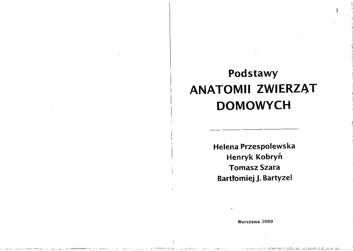 Podstawy anatomii zwierz Ät domowych H - Anatomia zwierzat - Studocu