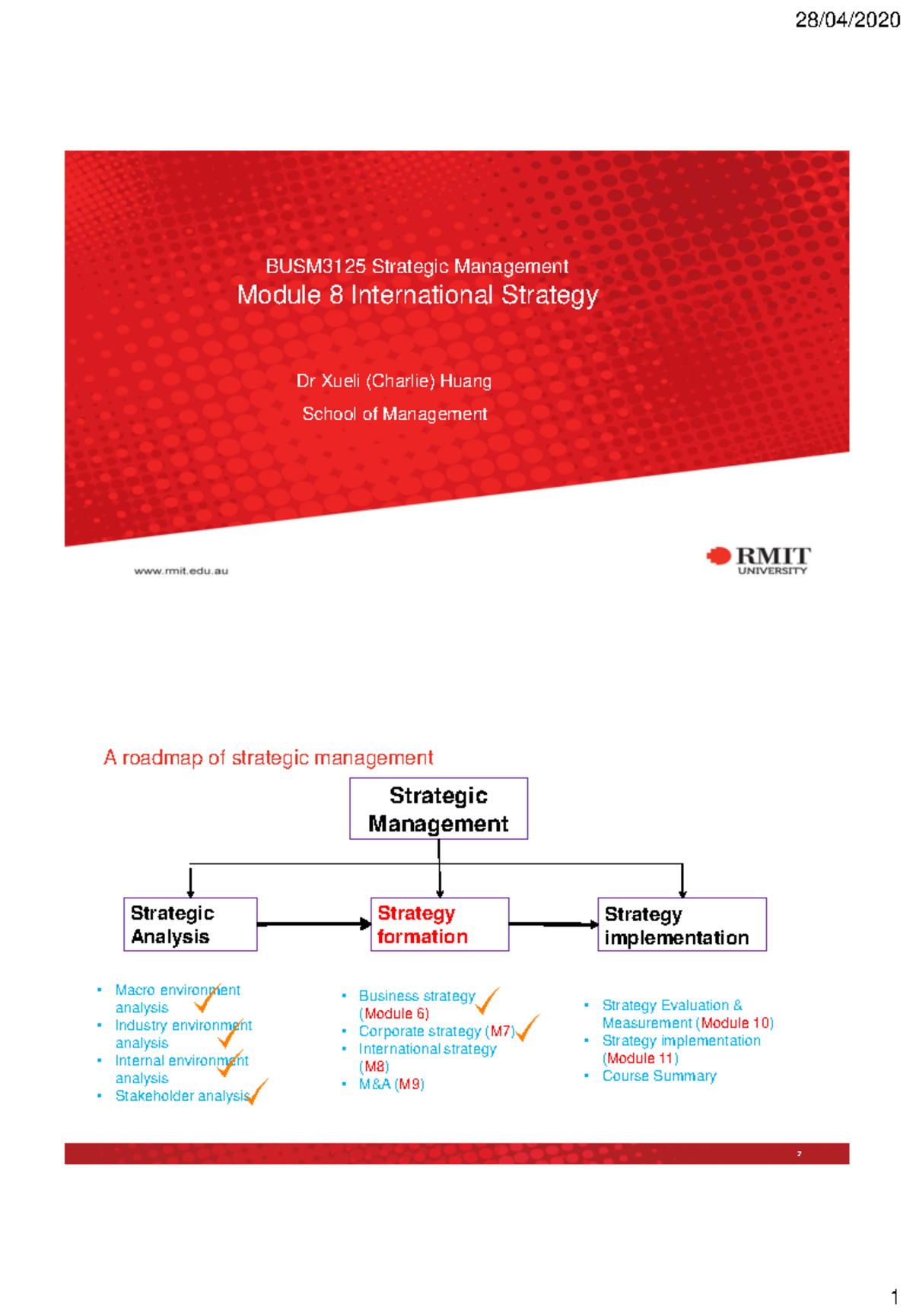 Module 8 International Strategy (20) - BUSM3125 Strategic Management ...