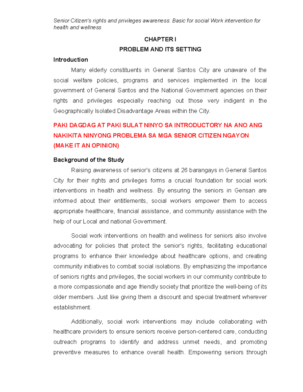 Chapter-I research - health and wellness CHAPTER I PROBLEM AND ITS SETTING Introduction Many ...