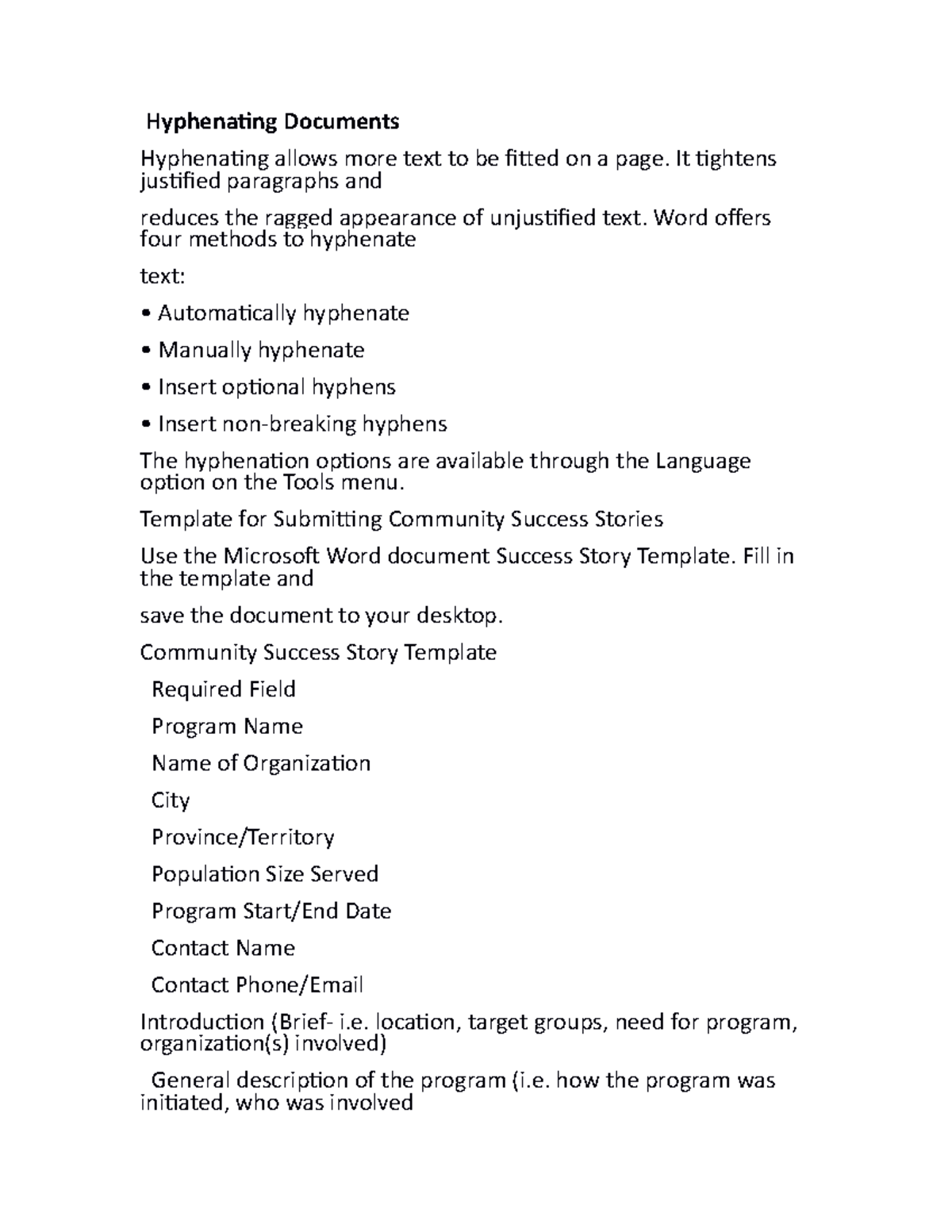 Hyphenating Documents notes - Hyphenating Documents Hyphenating allows ...