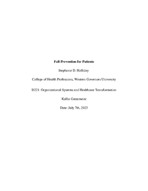 D221 paper - task 1 - Practice Improvement Plan Proposal - Fall ...