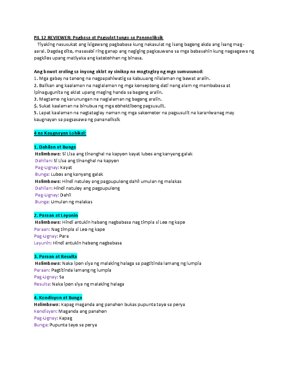 Notes on the 1st meeting-FIL-12-Notes Jan 27 - FIL 12 REVIEWER: Pagbasa ...