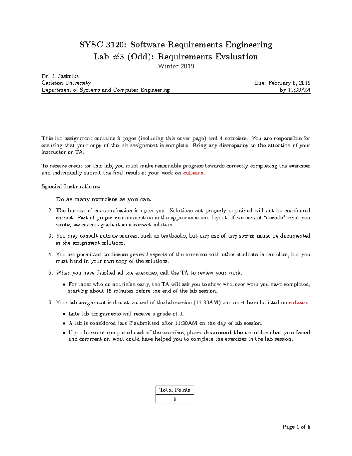 Lab 3 Solutions or assignment 3 solution - Sysc 3120 - Carleton - Studocu