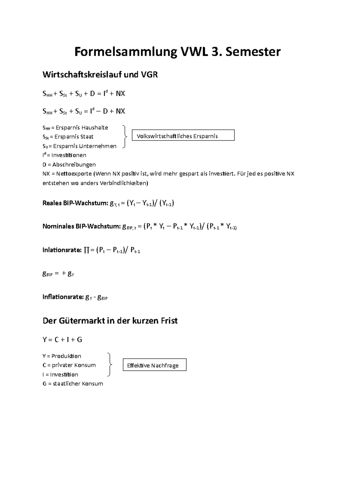 Formelsammlung VWL - Sommersemester; Hr. Jäger - Formelsammlung VWL 3 ...