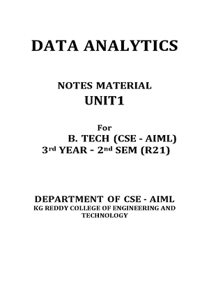 DA Unit 4 - this is the lecture notes of Da unit 4 - DATA ANALYTICS ...