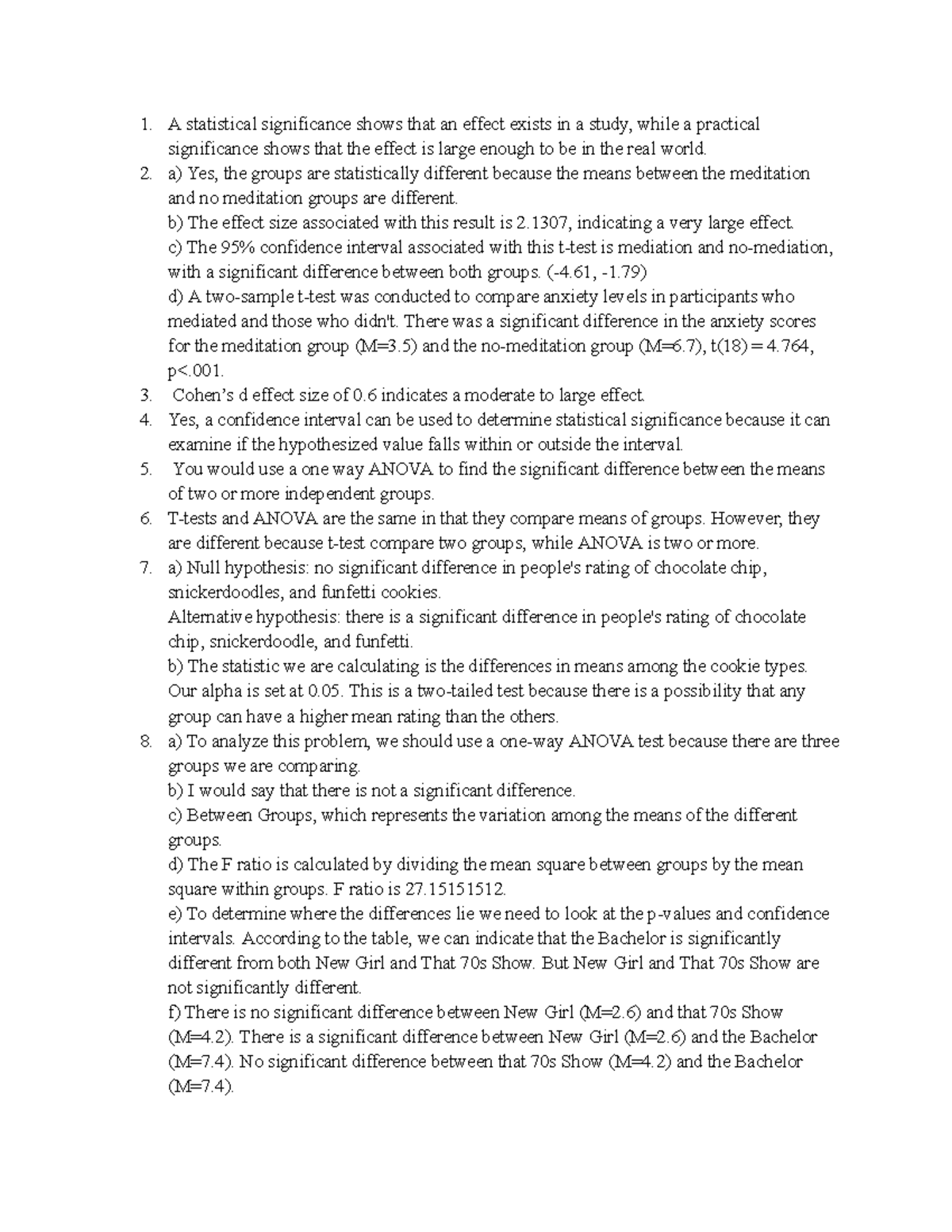 Problem Set #4 - Advanced Calculus - A statistical significance shows ...