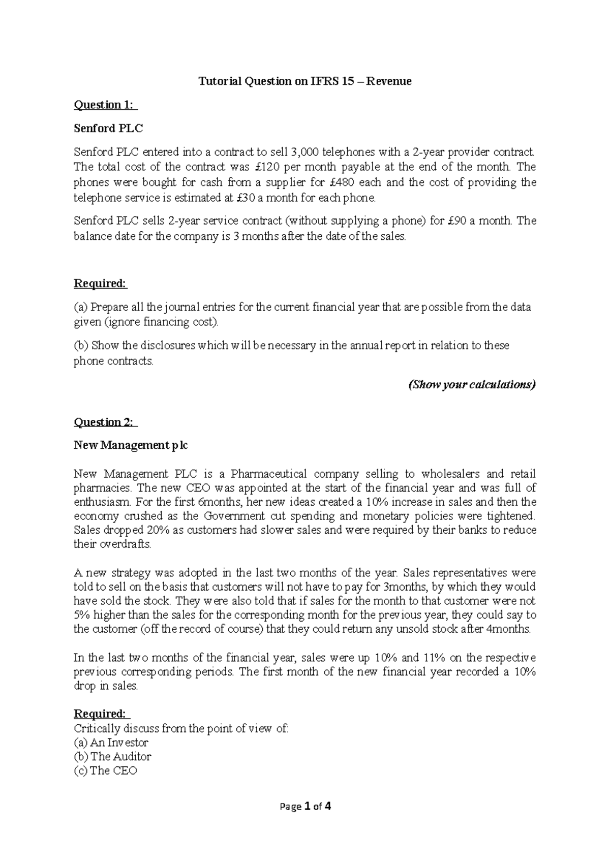 A Tutorial Question On IFRS 15 Tutorial Question On IFRS 15
