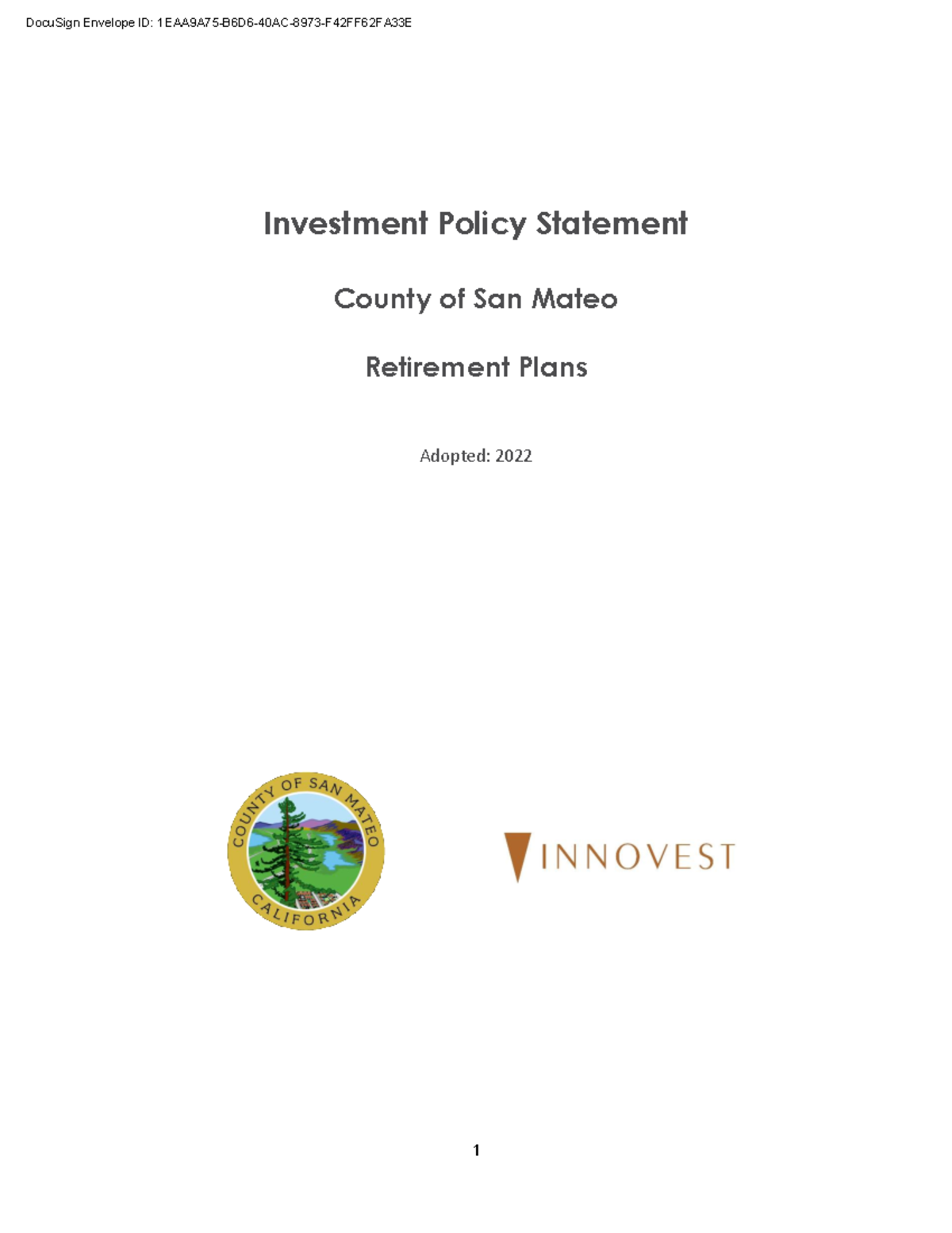 IPS County of San Mateo Investment Policy Statement-Executed 2022 ...