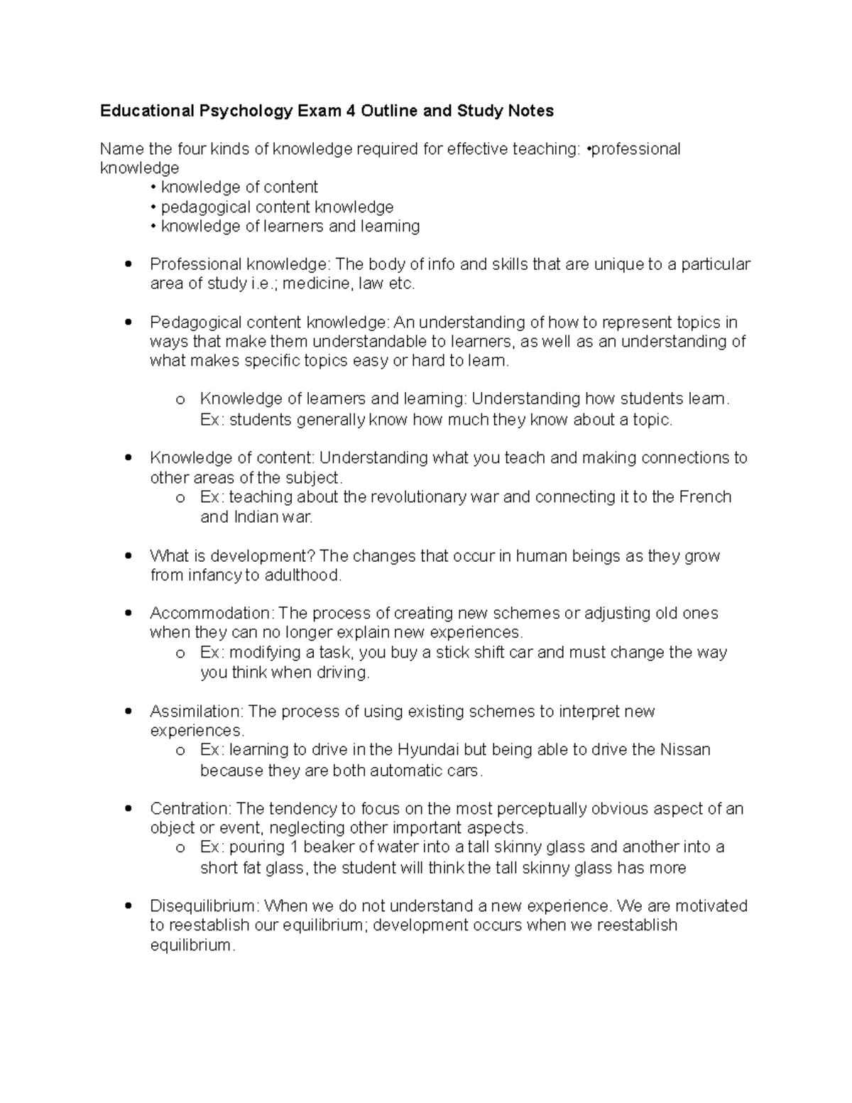 Educational Psychology Exam 4 Outline and Study Notes - ; medicine, law ...