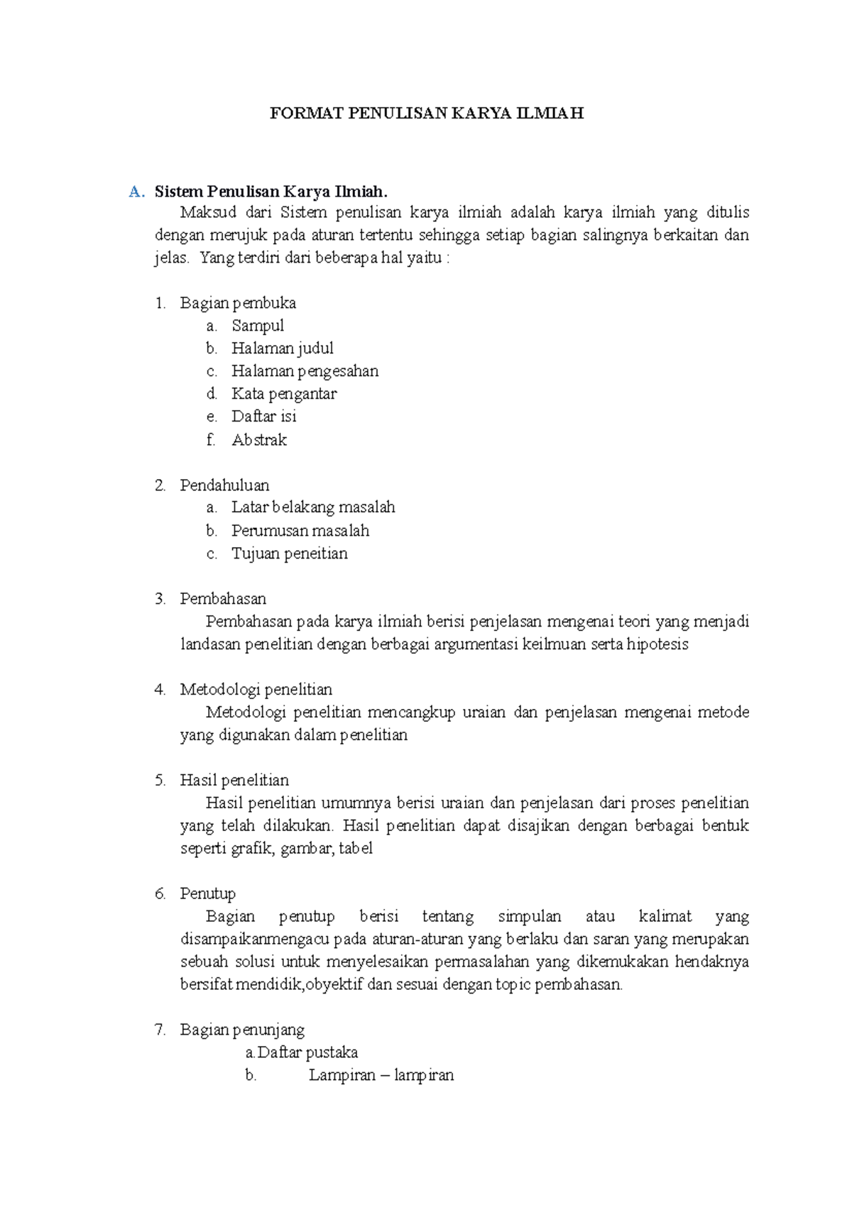 Bindo Format Penulisan Karya Ilmiah lect - FORMAT PENULISAN KARYA ...