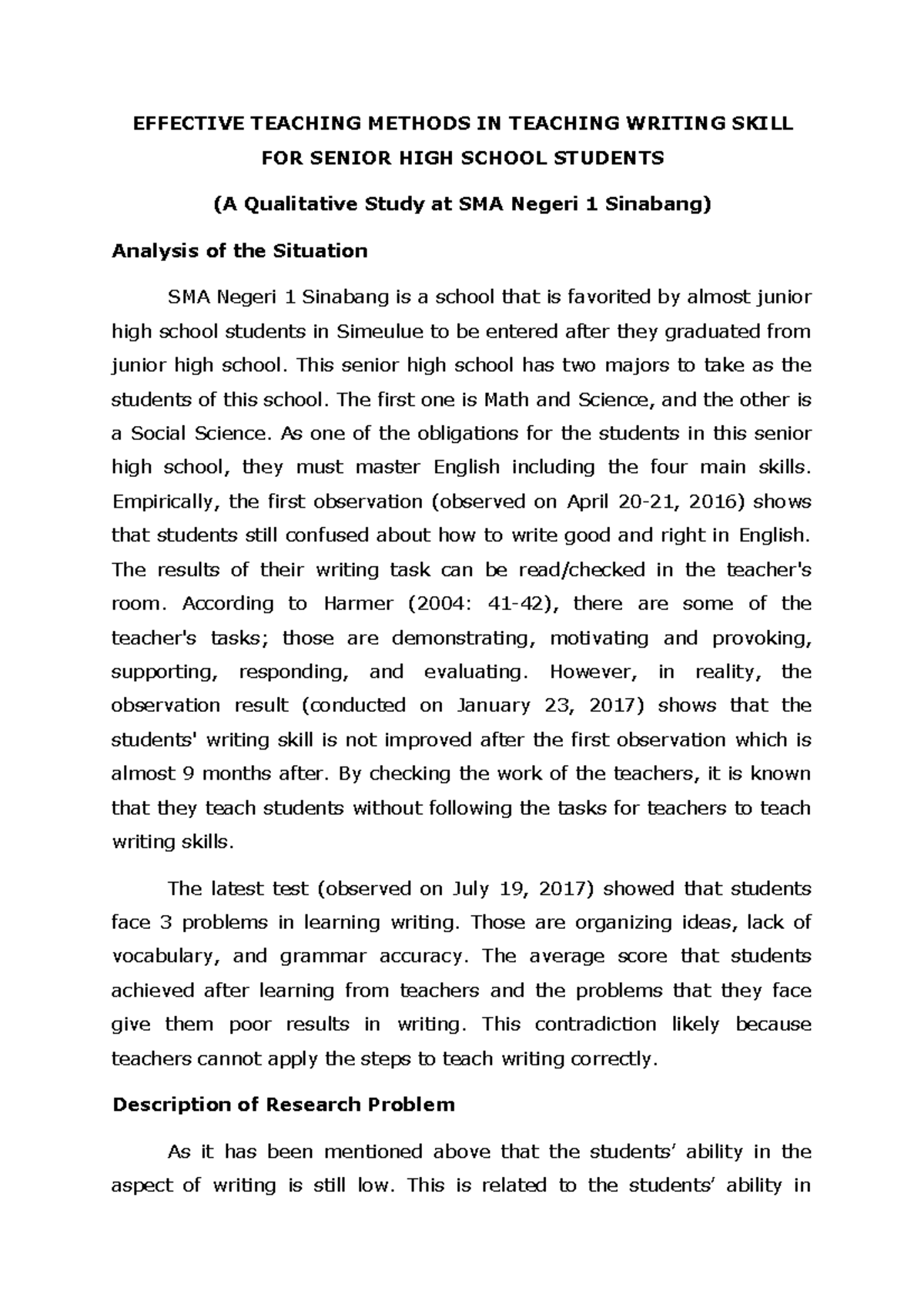 Effective Teaching Methods IN Teaching Writing Skill FOR Senior HIGH ...