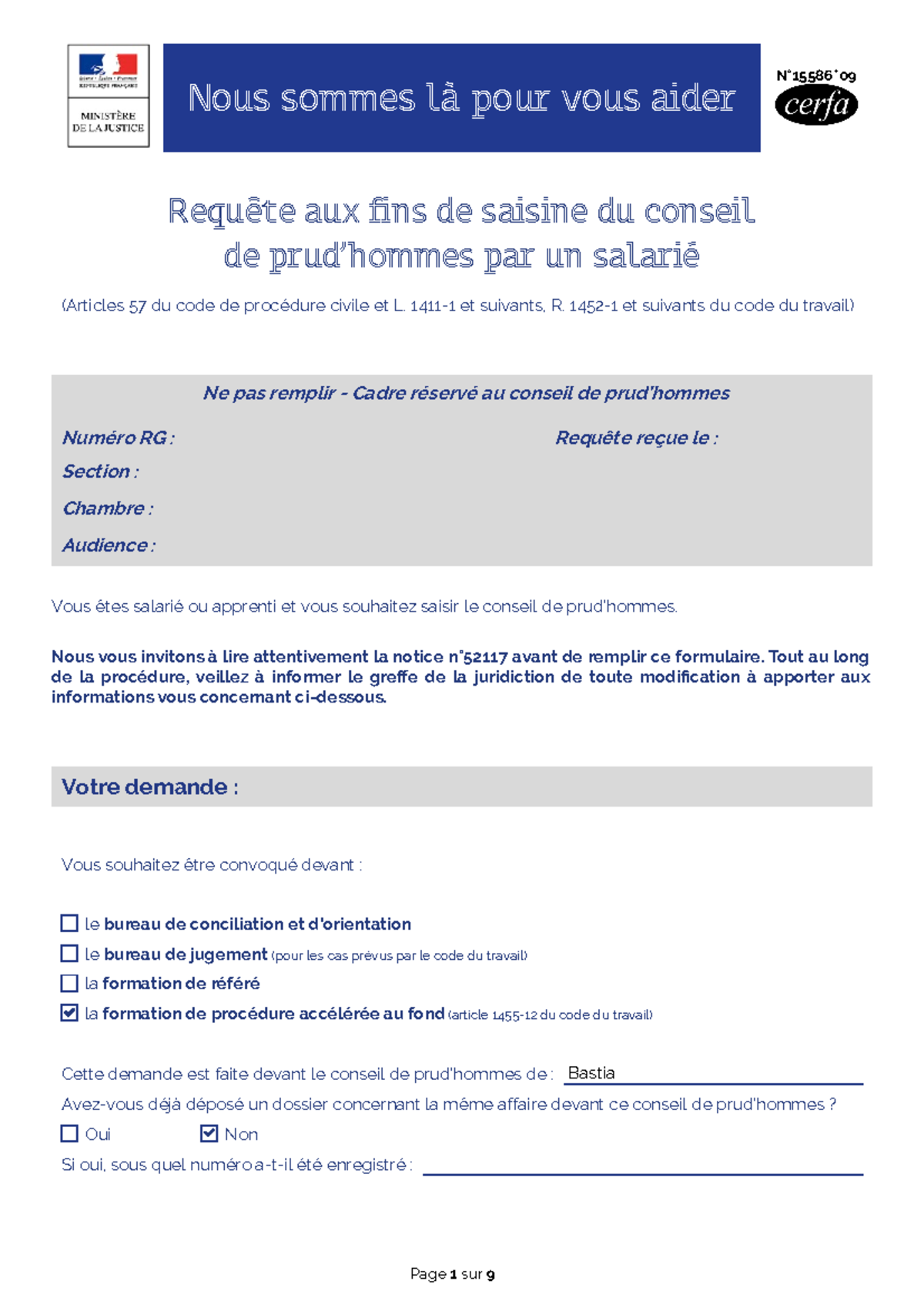 Requête aux fins de saisine - Nous sommes là pour vous aider N°15586 ...