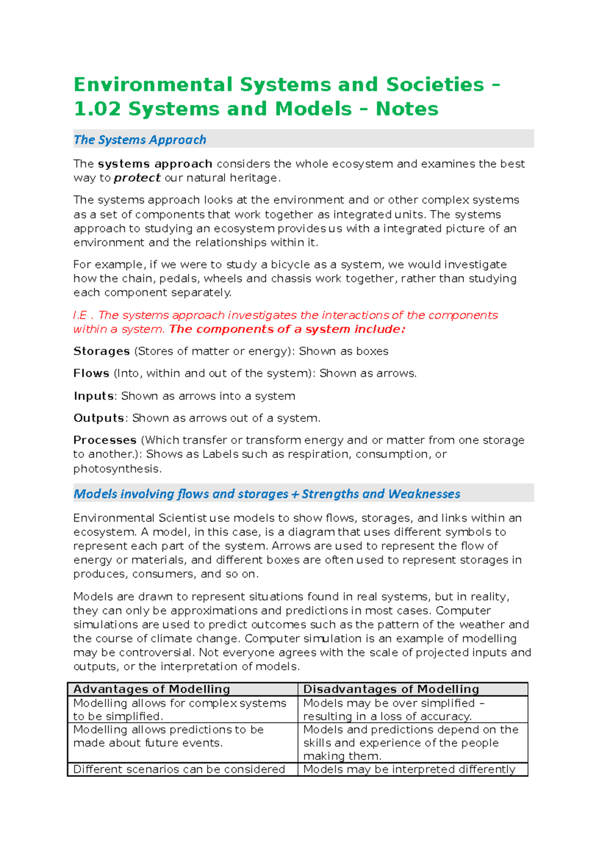 1.02 Enviro Notes - Systems and Societies Basics - Environmental ...