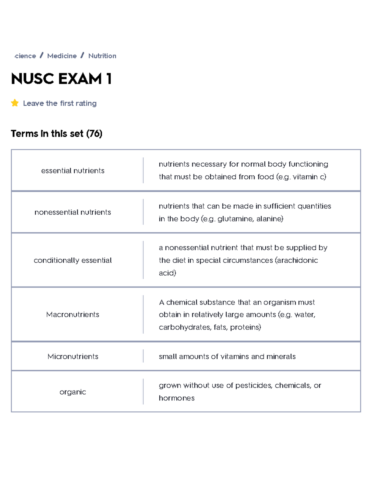 NUSC EXAM 1 Flashcards Quizlet - NUSC EXAM 1 Leave the first rating ...