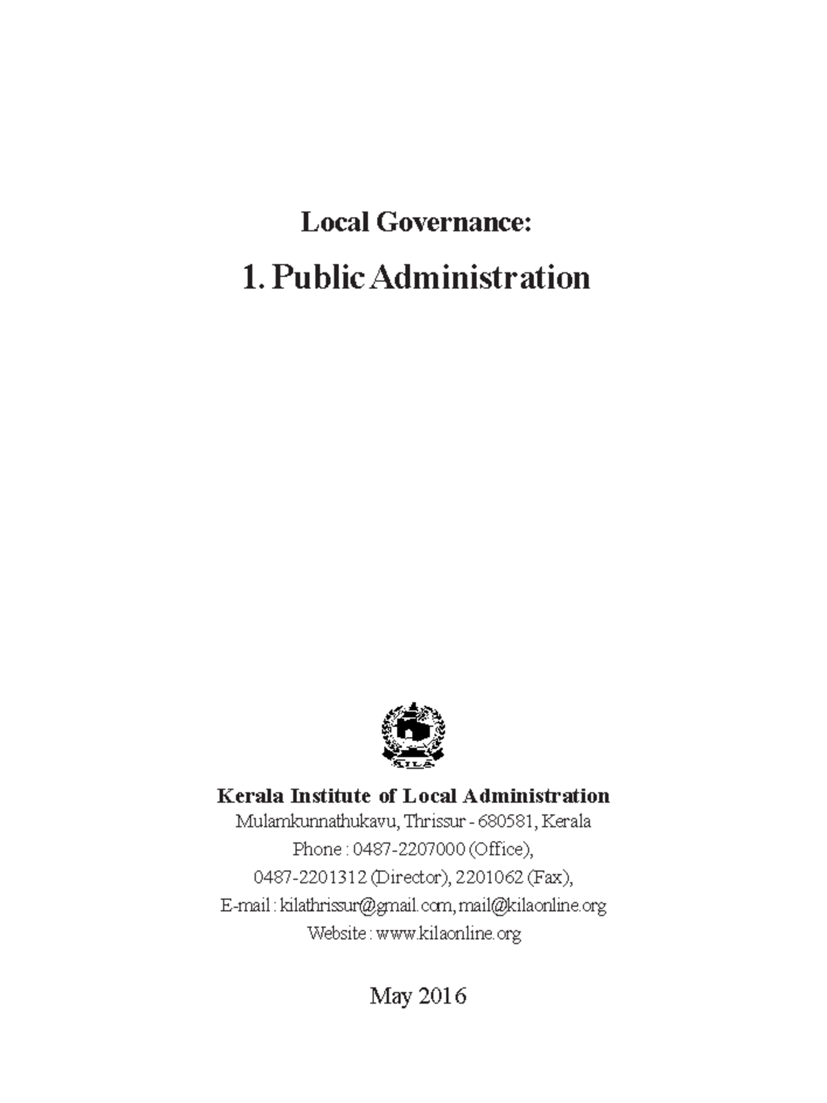 Local Governance - Book 1 Public Administration - A handbook - 1 Local ...