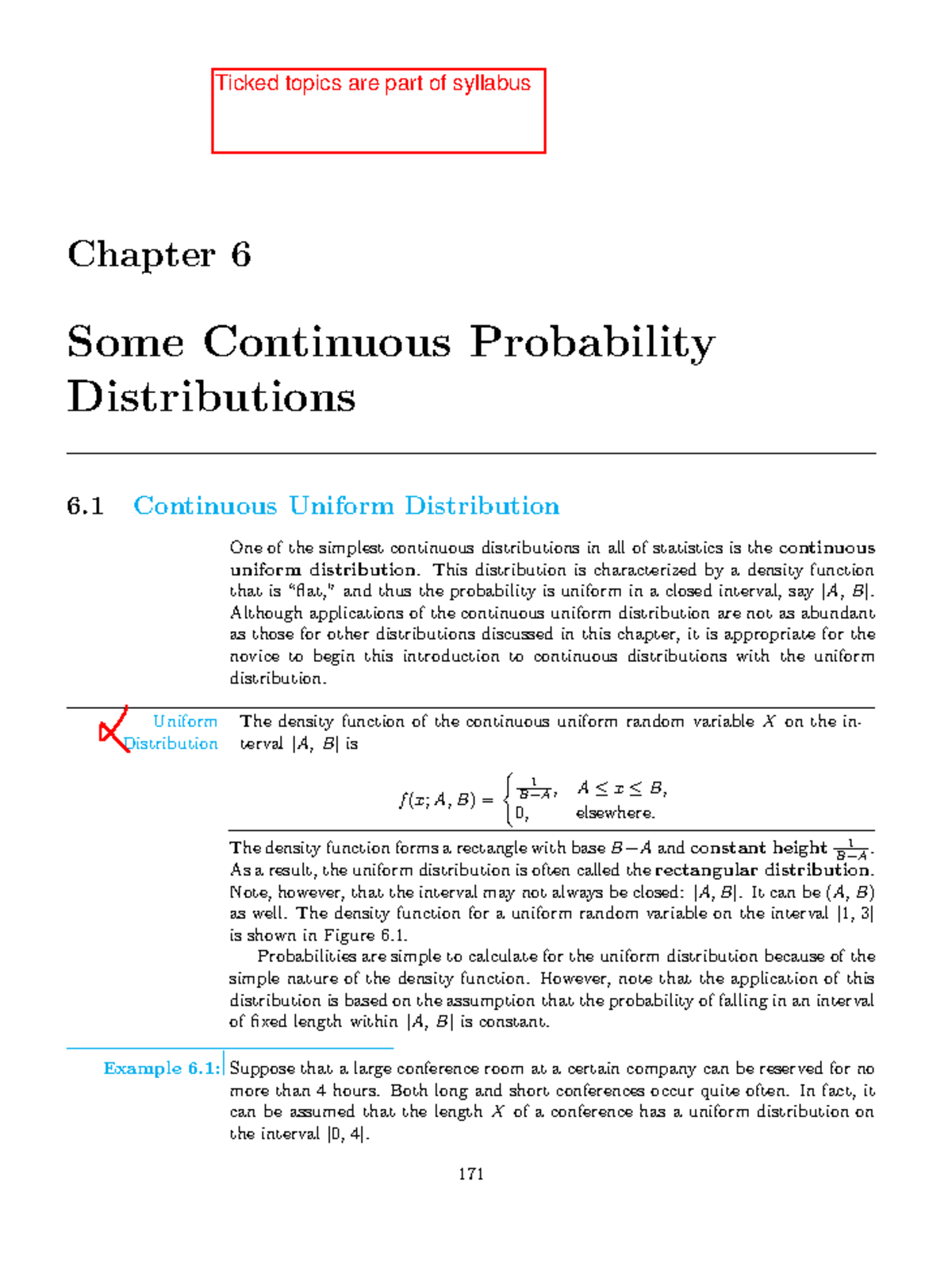 U4 MTH302 textbook - Chapter 6 Some Continuous Probability Distributions 6 Continuous Uniform ...